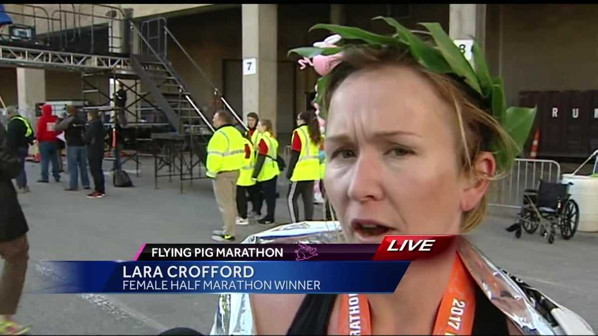 Lara Crofford, assistant track coach at UC, wins women's half marathon