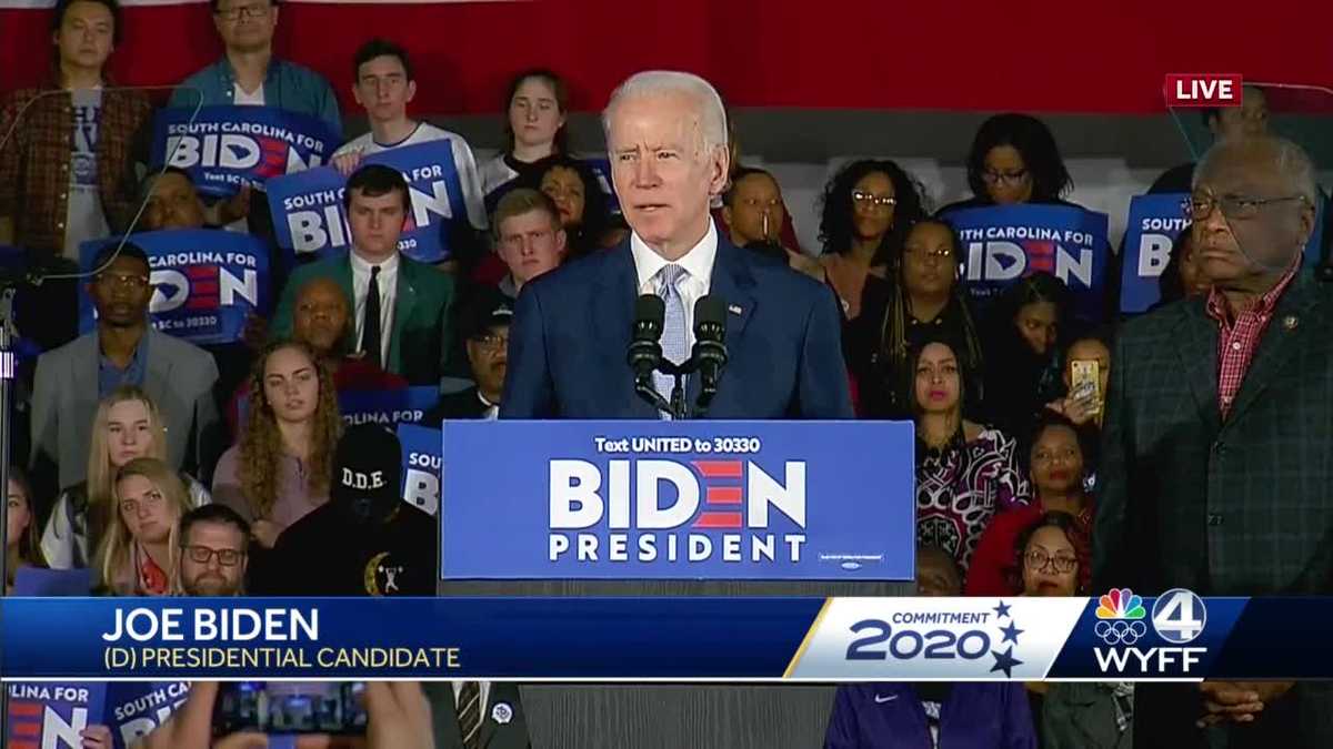 Biden speaks after being named the projected winner of SC primary