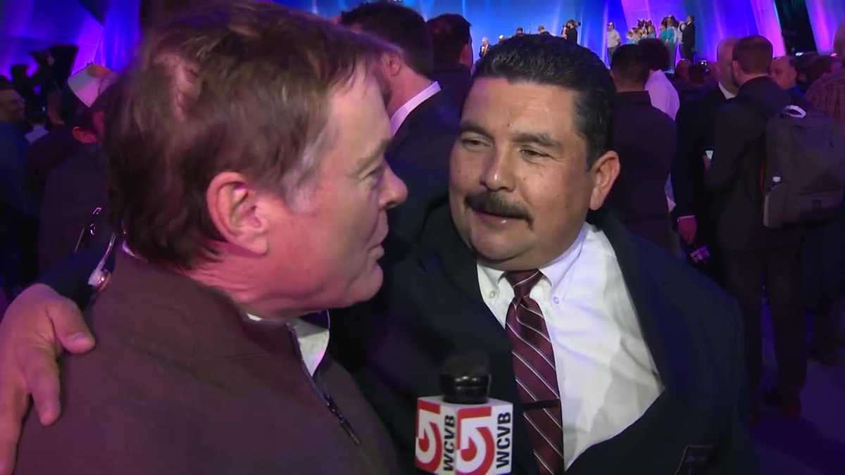 Ed Harding interviews Jimmy Kimmel Live's Guillermo at Super Bowl event