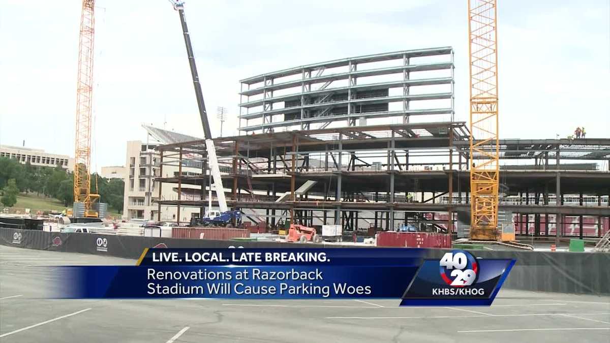 Razorback Stadium construction underway during team’s first practice