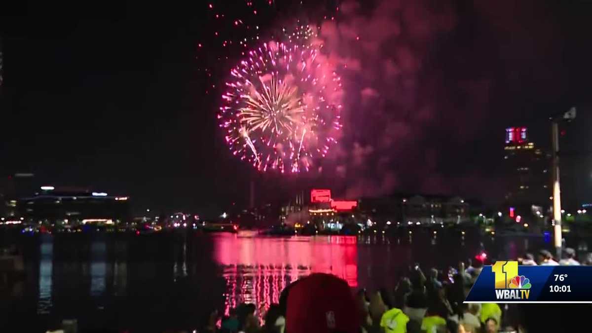 Fireworks lit up sky over Inner Harbor for Fourth of July