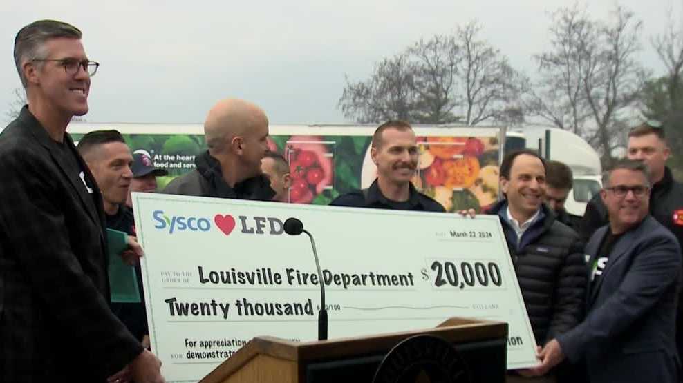 Sysco honors firefighters who pulled driver to safety on Clark Memorial ...