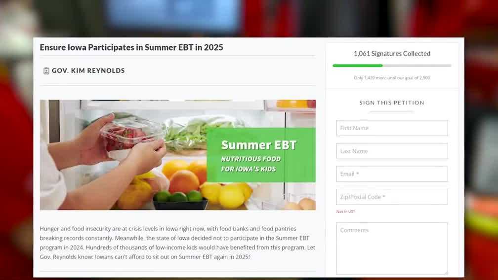 Iowa Hunger Coalition urging Gov. Reynolds to opt into 2025 Summer EBT ...