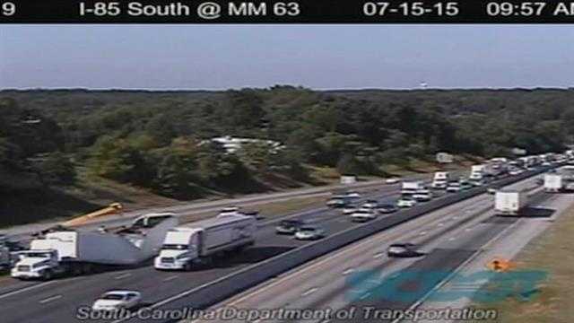 SCDOT camera: Roof collapses on tractor-trailer