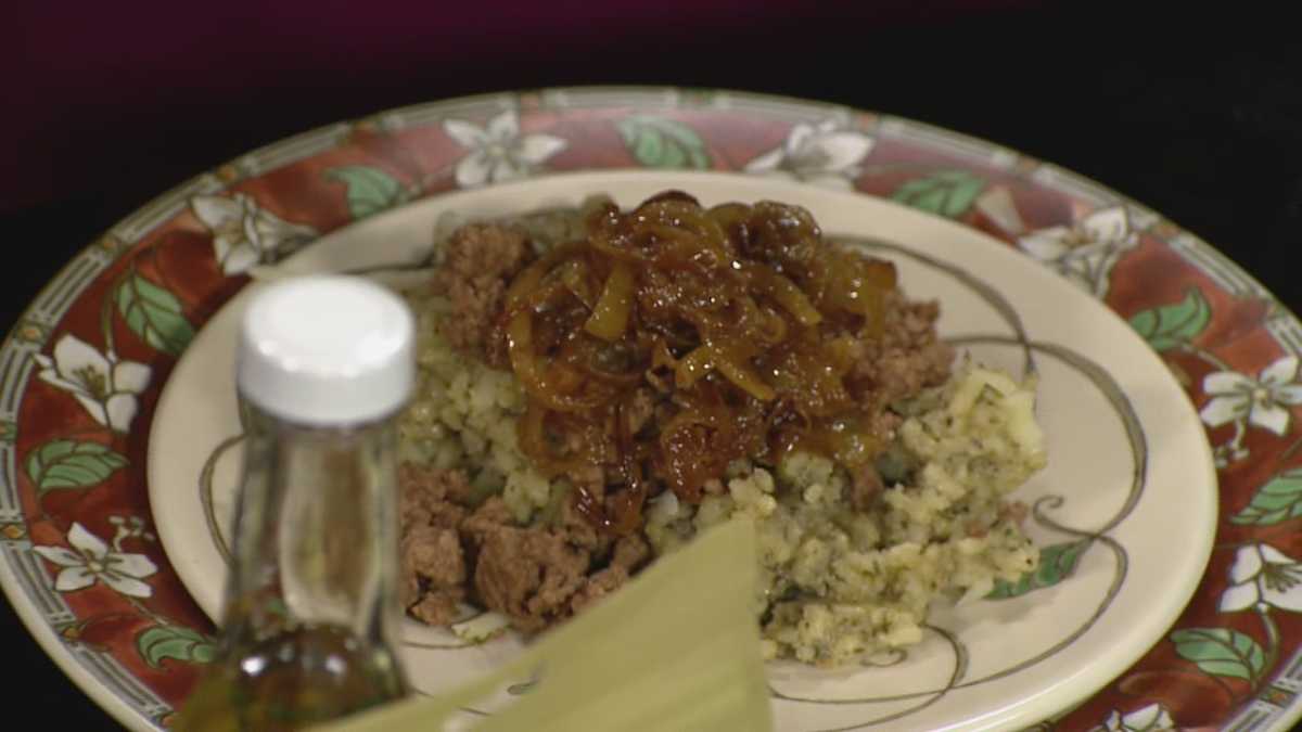 Mushroom Swiss burger risotto