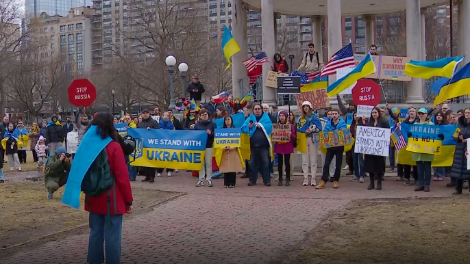 Ukraine 'emergency rally' held in in Boston following Zelenskyy visit