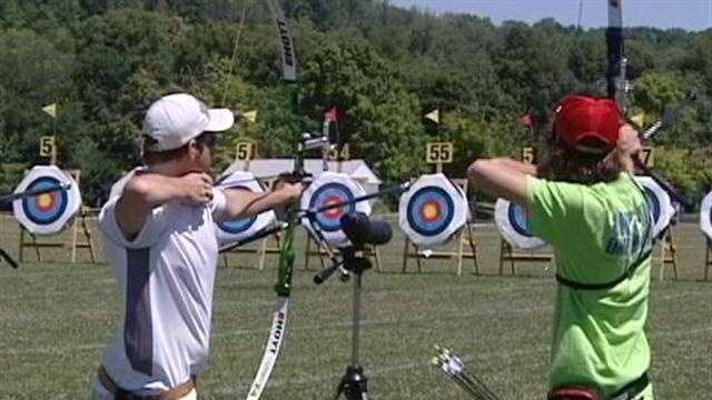 Olympic archery team competing in Hamilton