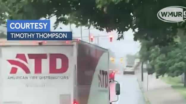Heavy rain causes flooding on Beech Street in Manchester, NH