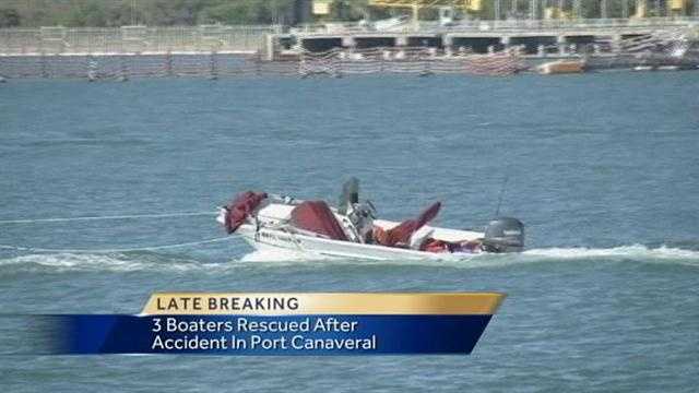 3 rescued after boat hits channel marker