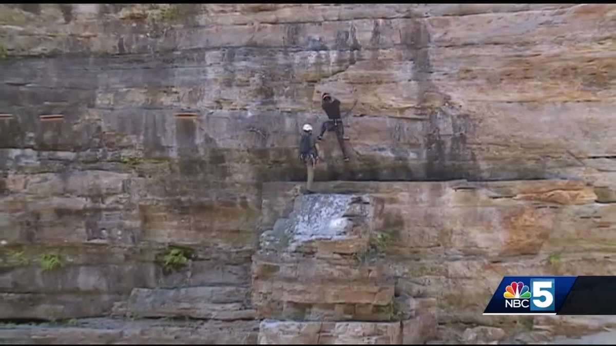 NBC5's Alice Kang goes rock climbing at Ausable Chasm