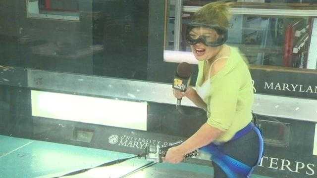 11 News' Kim Dacey braves wind tunnel