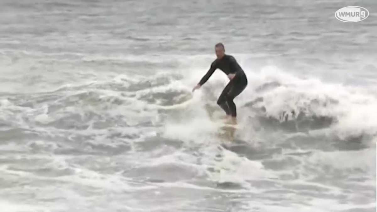 Hurricane Lee: Surfer rides waves at Hampton Beach