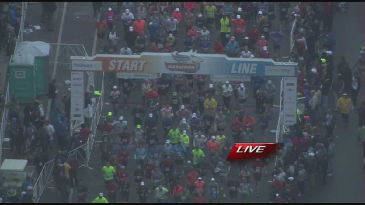 And they're off! Runners hit the pavement