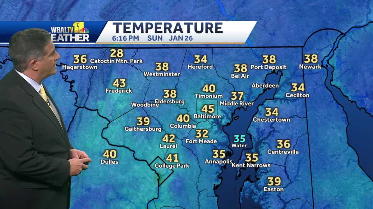 Chilly temps Sunday night before a sunny and cool Monday