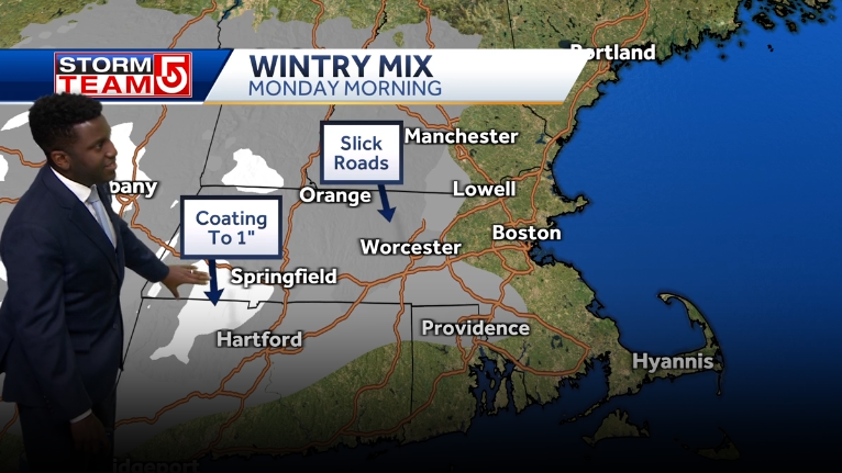 Video: Wintry mix, snow in some areas Monday