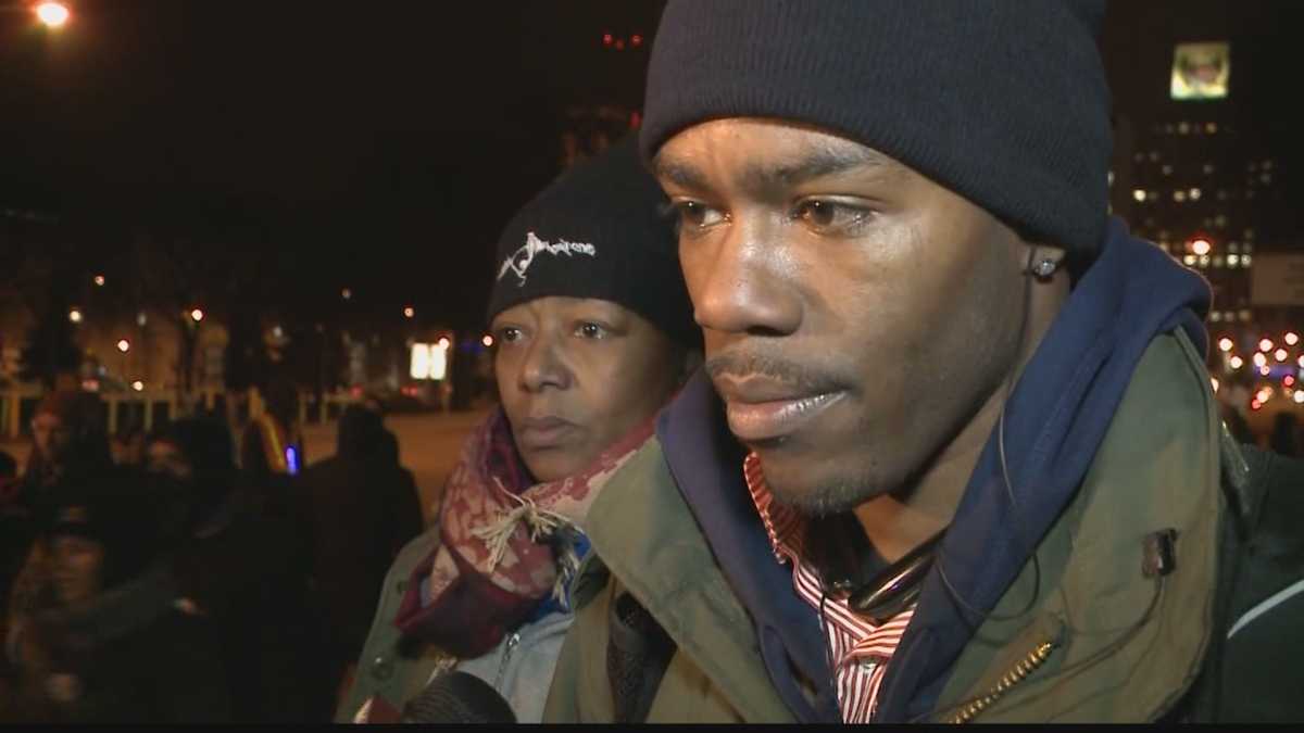 Nate Hamilton reacts to protester arrests