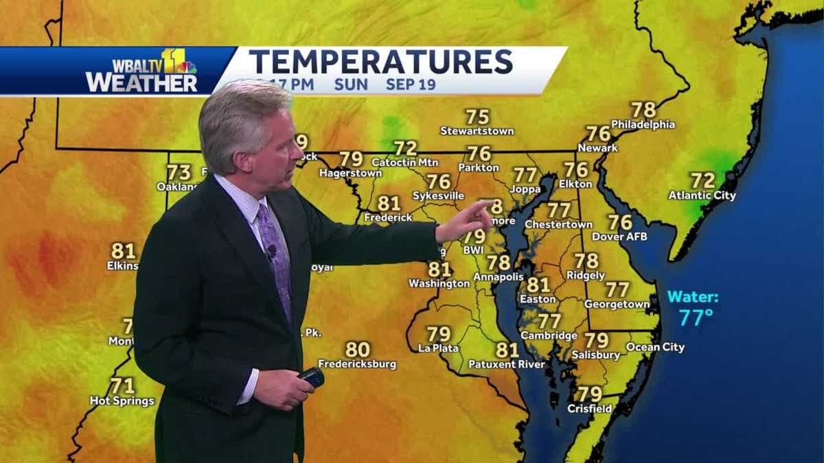 Clear and cool Sunday night, Partly cloudy Monday