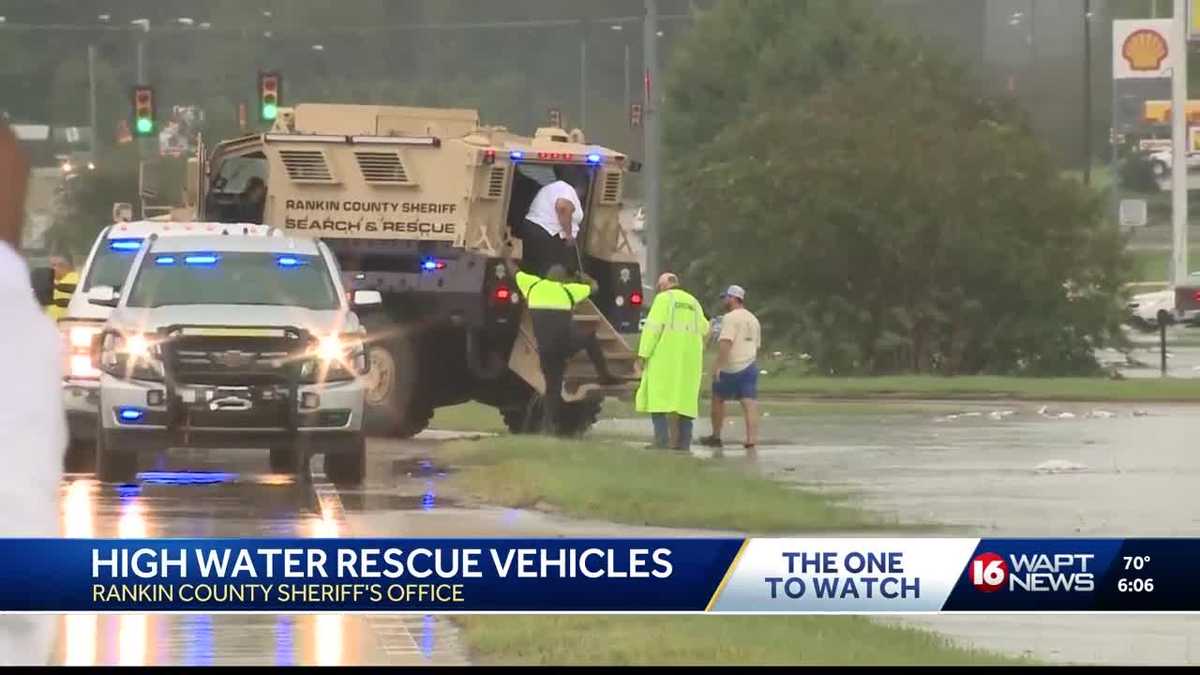 High water rescue vehicles used during flash flooding