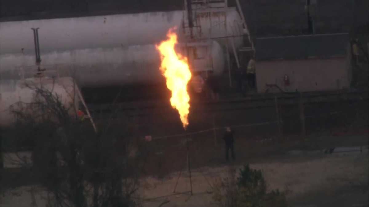 Officials: Giant propane flame no danger to residents, part of ...