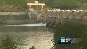 Water pours out of Nimbus Dam; river levels rise downstream