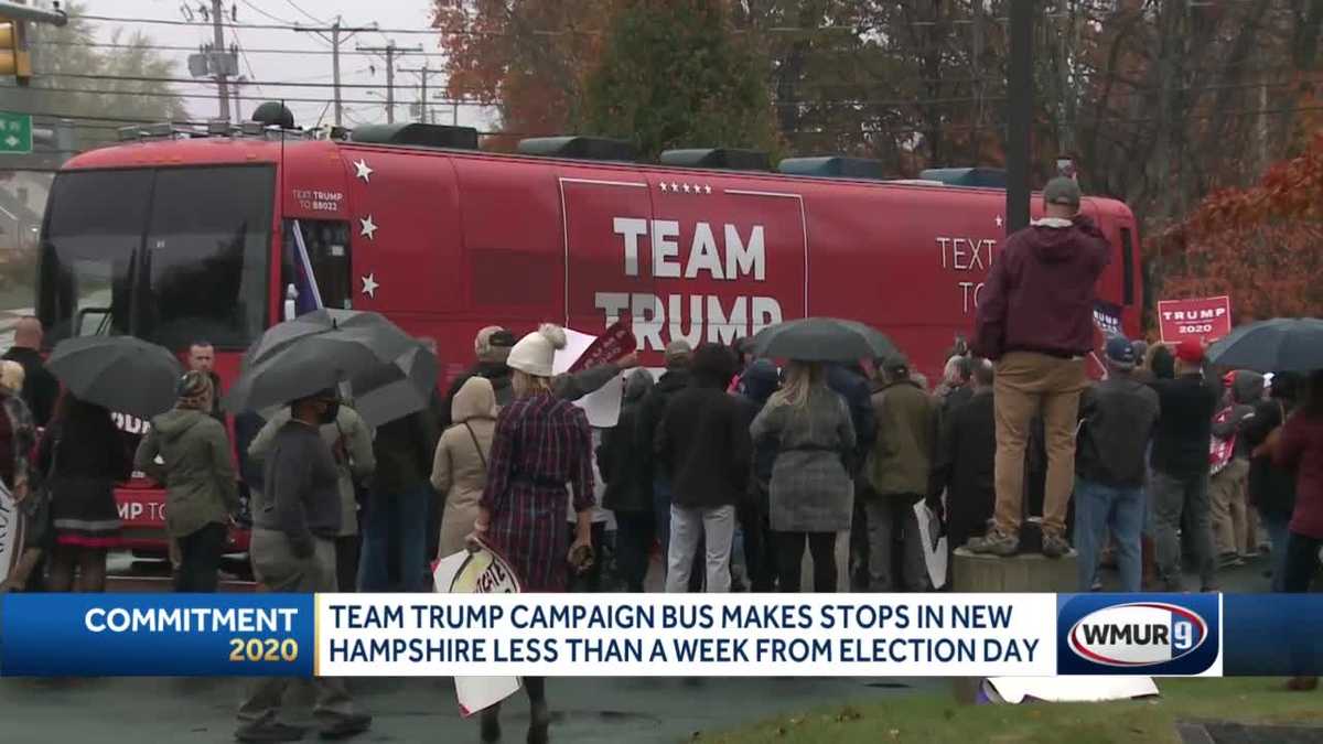 Team Trump campaign bus makes stops in New Hampshire, less than a week ...