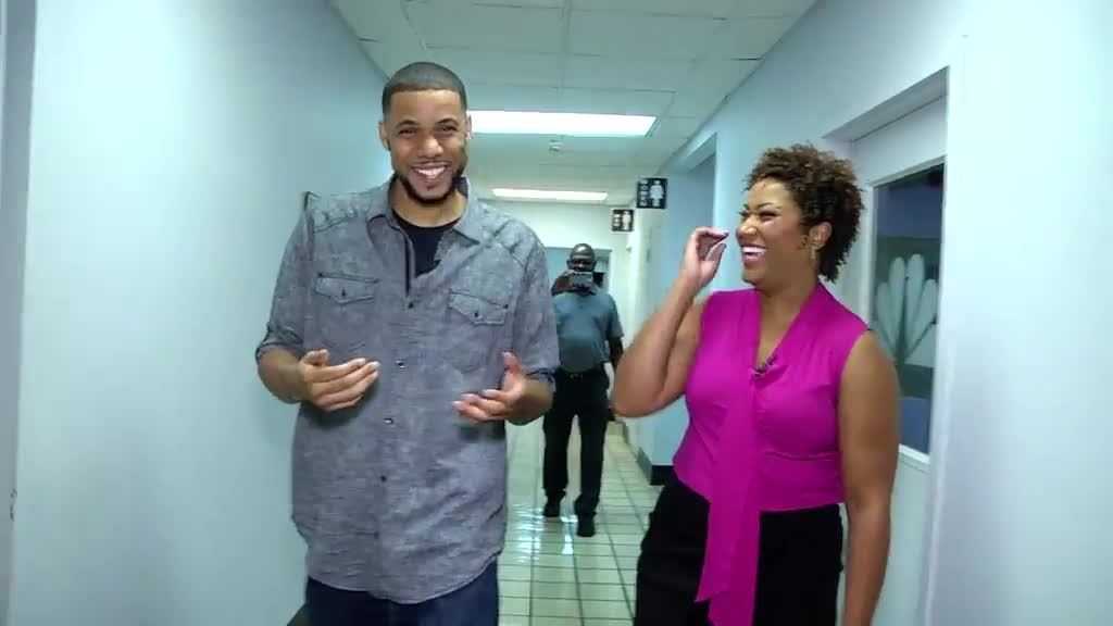 Clayton English visits WVTM 13 studios