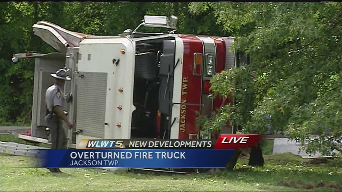 Firefighter hurt when fire truck overturns