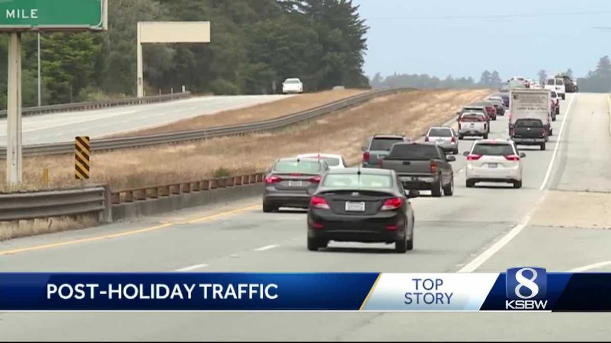 Traffic builds up as the holiday weekend comes to an end