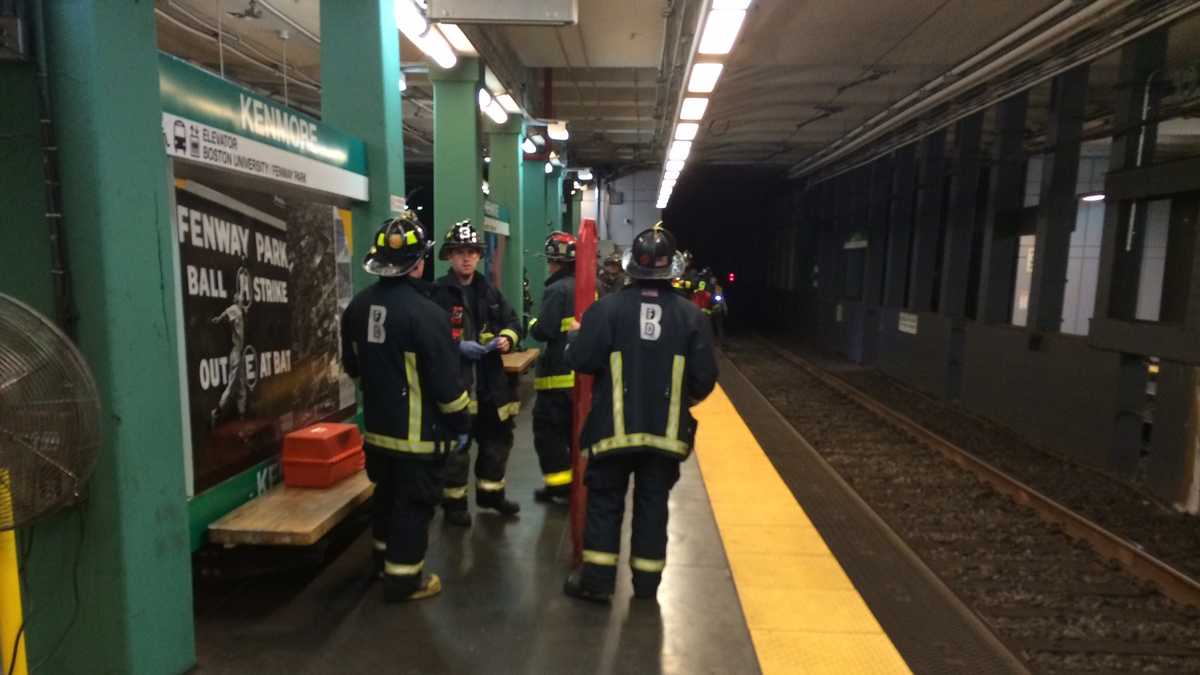 Inside Kenmore Square station after derailment