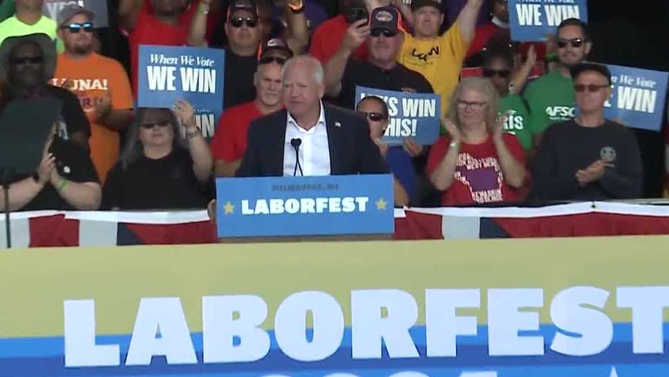 Walz makes his case to Wisconsin voters two months before election