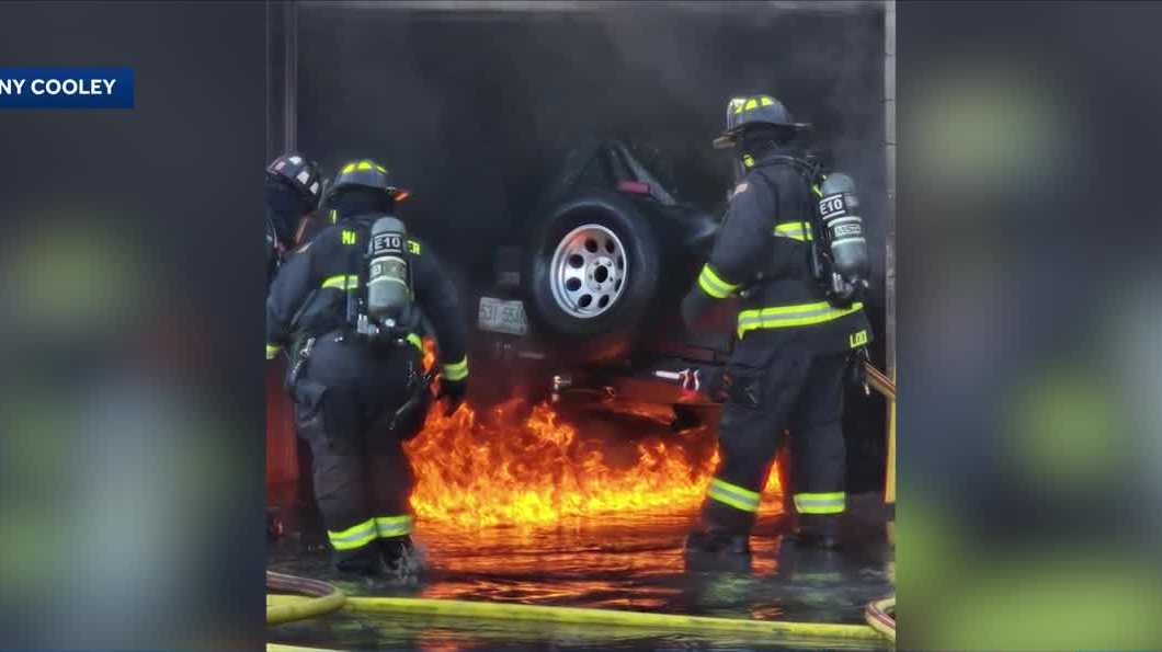 Firefighter suffers minor injuries after car fire inside Manchester ...