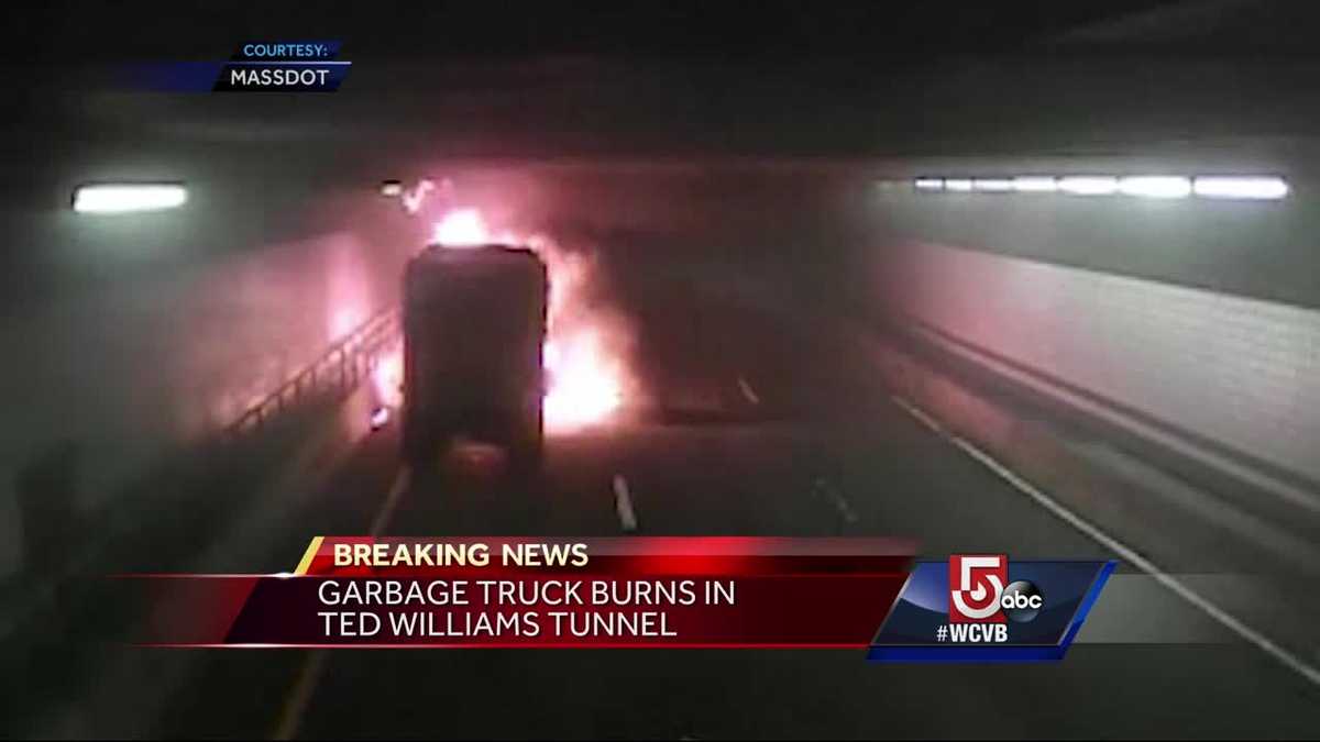 On camera: Garbage truck burns in Ted Williams Tunnel
