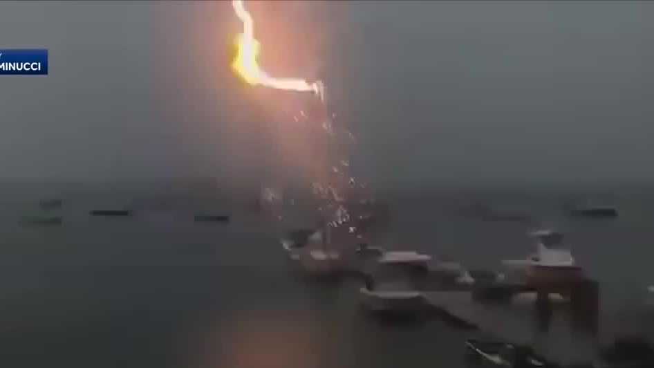 South Boston lightning strike caught on camera