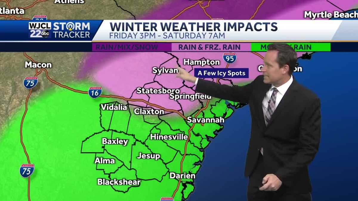 Savannah: Who sees rain and freezing rain Friday