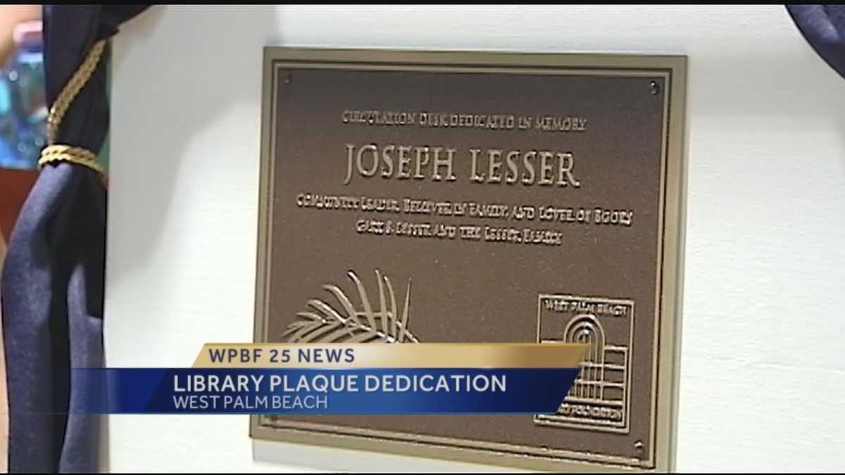 Library plaque dedicated to Joseph Lesser
