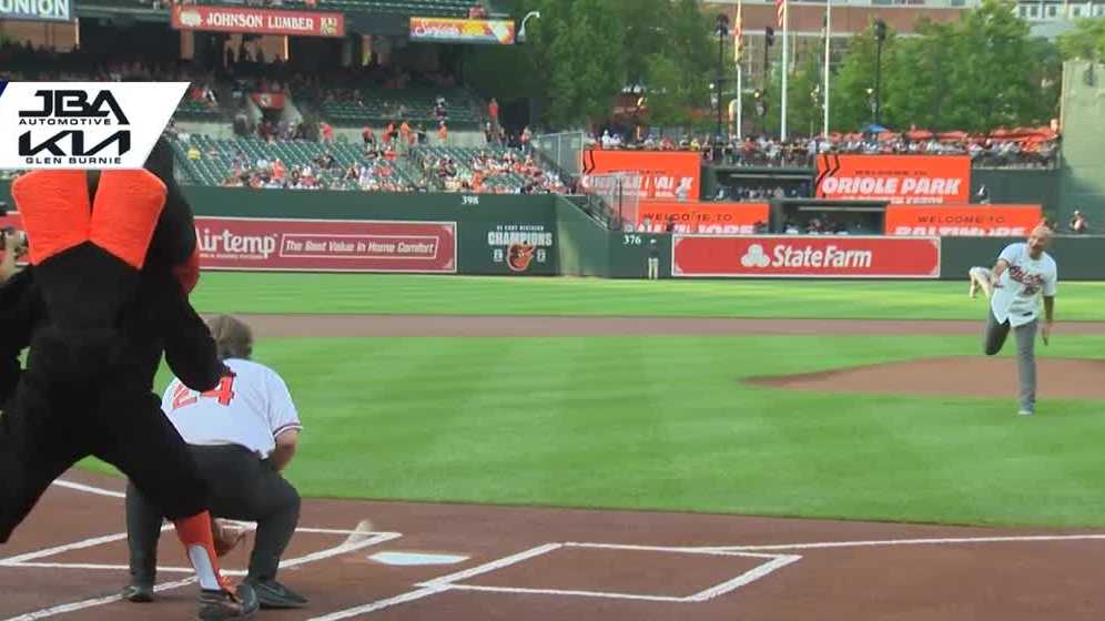 Mercy's Dr. David Maine throws out first pitch at O's game