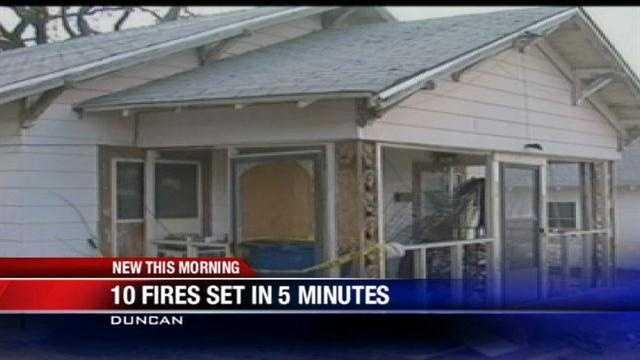 10 house fires set in 5 minutes in Duncan, fire officials say