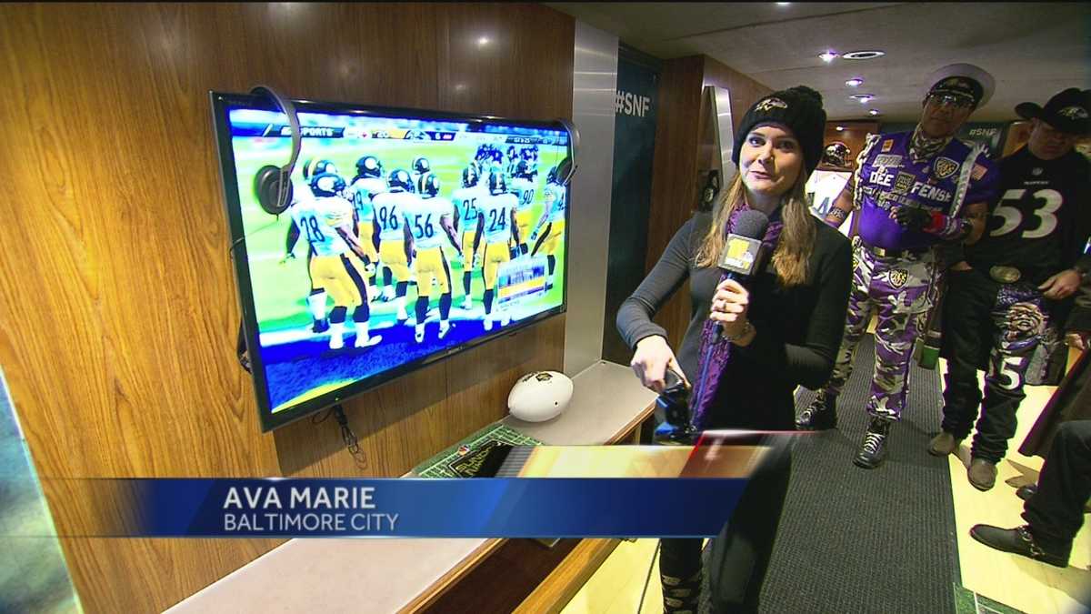 Ava, fans check out NBC Sunday Night Football bus