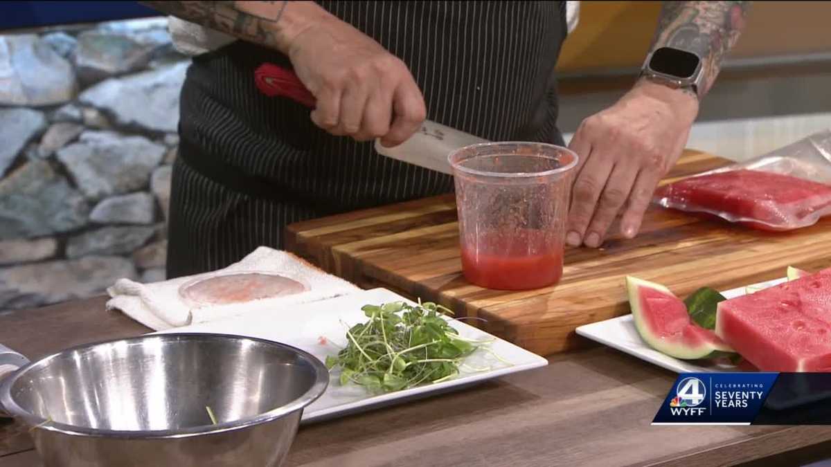 Compressed watermelon salad recipe