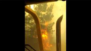View from inside a bulldozer fighting Soberanes Fire