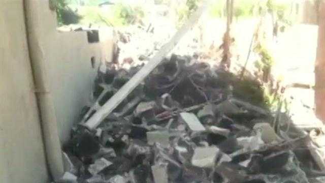 Rubble remains 1 month after fire