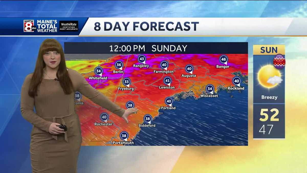 Mild evening, turning cool, sunny and windy Sunday