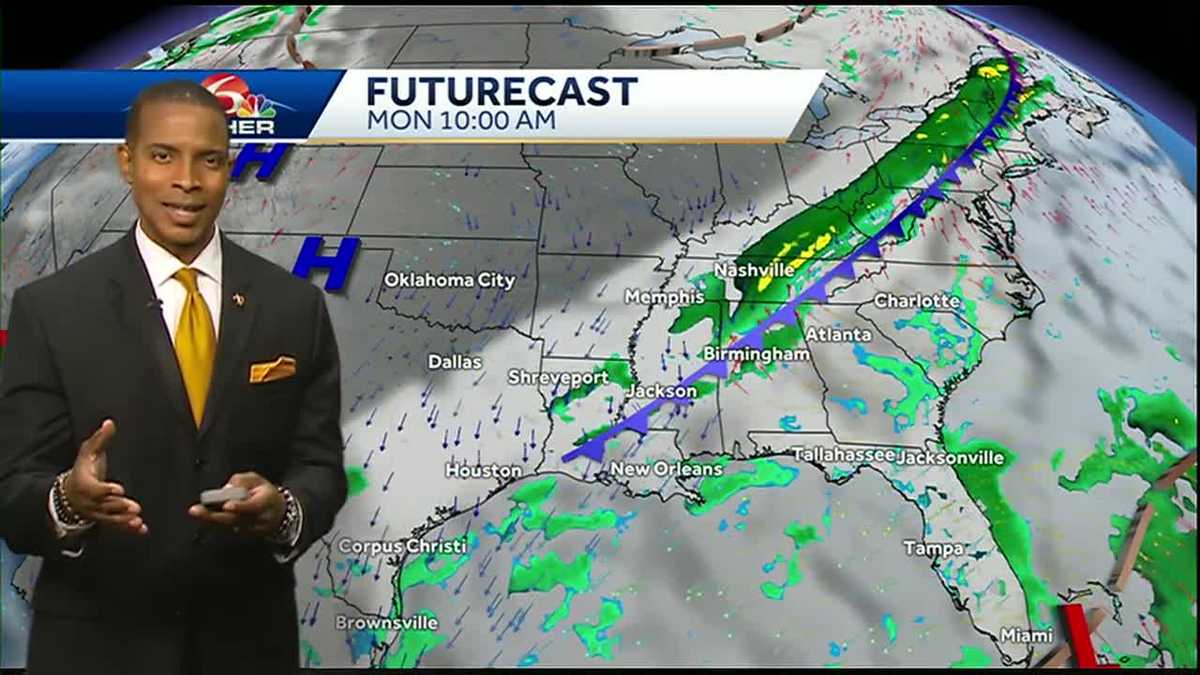Rain returns today, cold front Monday