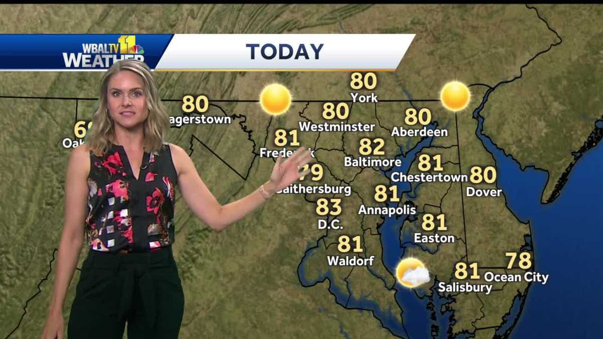 Sunny with lower humidity for Maryland