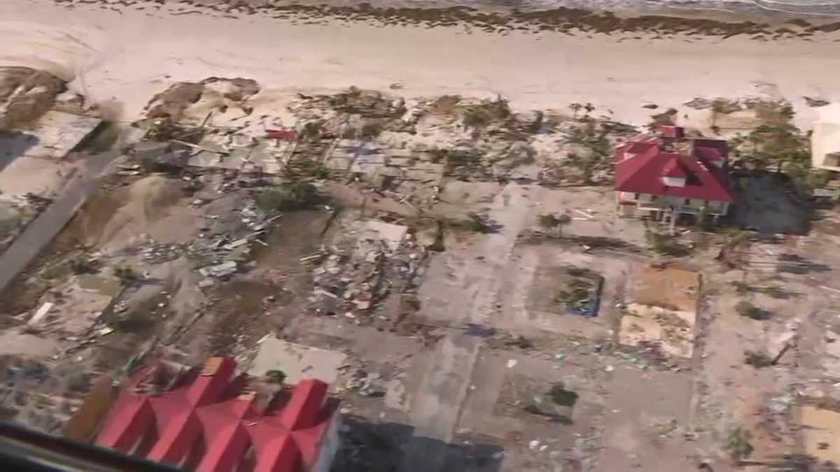Aerial video shows catastrophic damage following Hurricane Michael