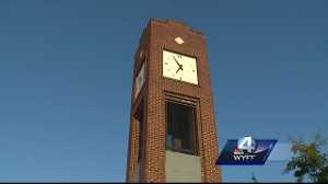 Simpsonville Clock Tower is clad in gold ribbon