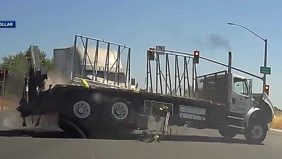 Video shows terrifying big rig crash in Sutter County