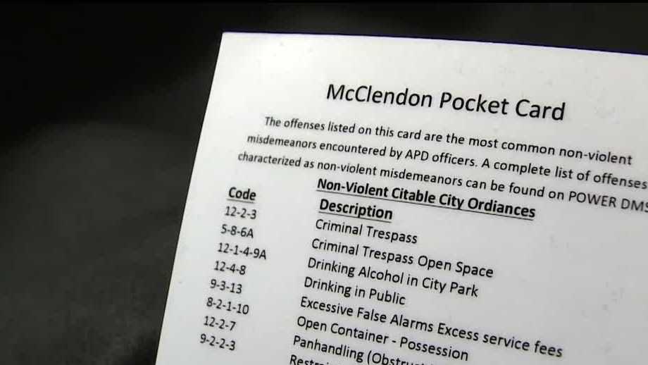 APD officers carry cards to decide whether to make arrests