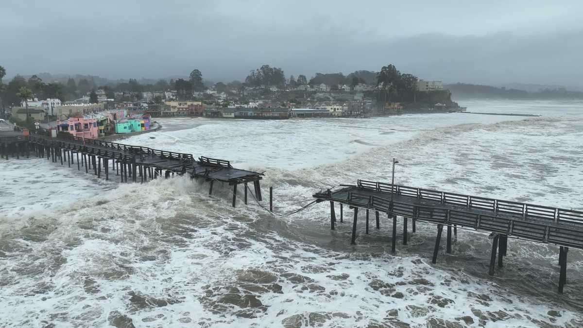 Watch: Drone video shows the destruction of Capitola Wharf