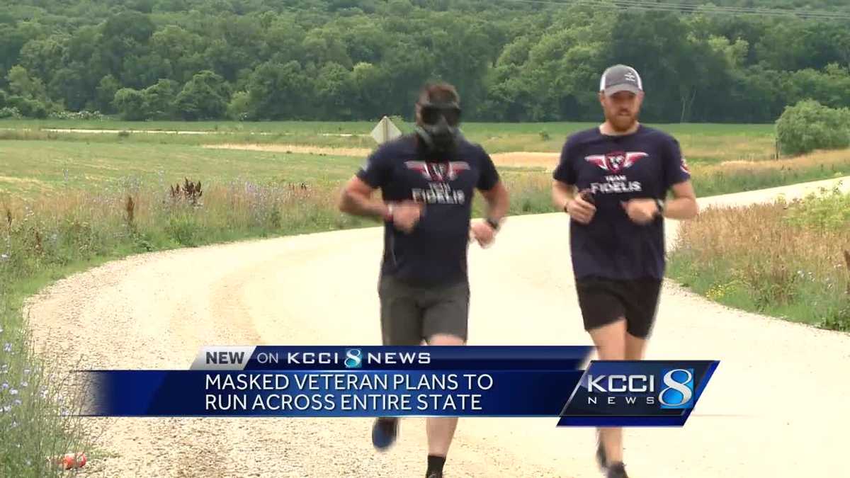 Masked veteran plans to run across Iowa